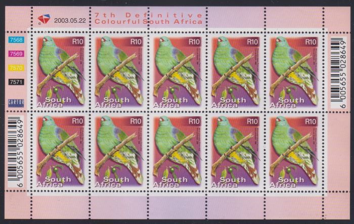 RSA 2003-05-22 7th DEFIN R10 COMPLETE SHEET – EASTGATE Stamps